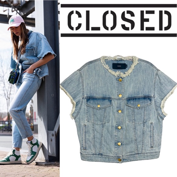Closed | Jackets & Coats | Closed Denim Vest Jean Jacket Distressed ...